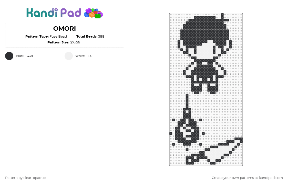 OMORI Fuse Bead Pattern - Kandi Pad | Kandi Patterns, Fuse Bead ...