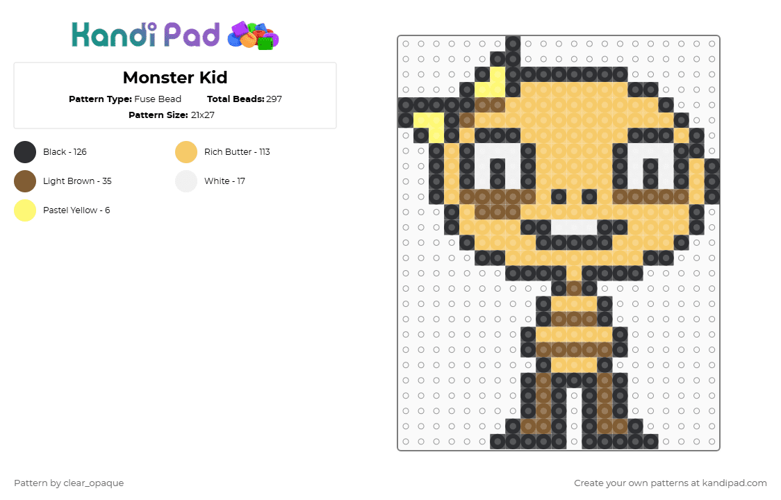 Monster Kid Fuse Bead Pattern - Kandi Pad | Kandi Patterns, Fuse Bead ...