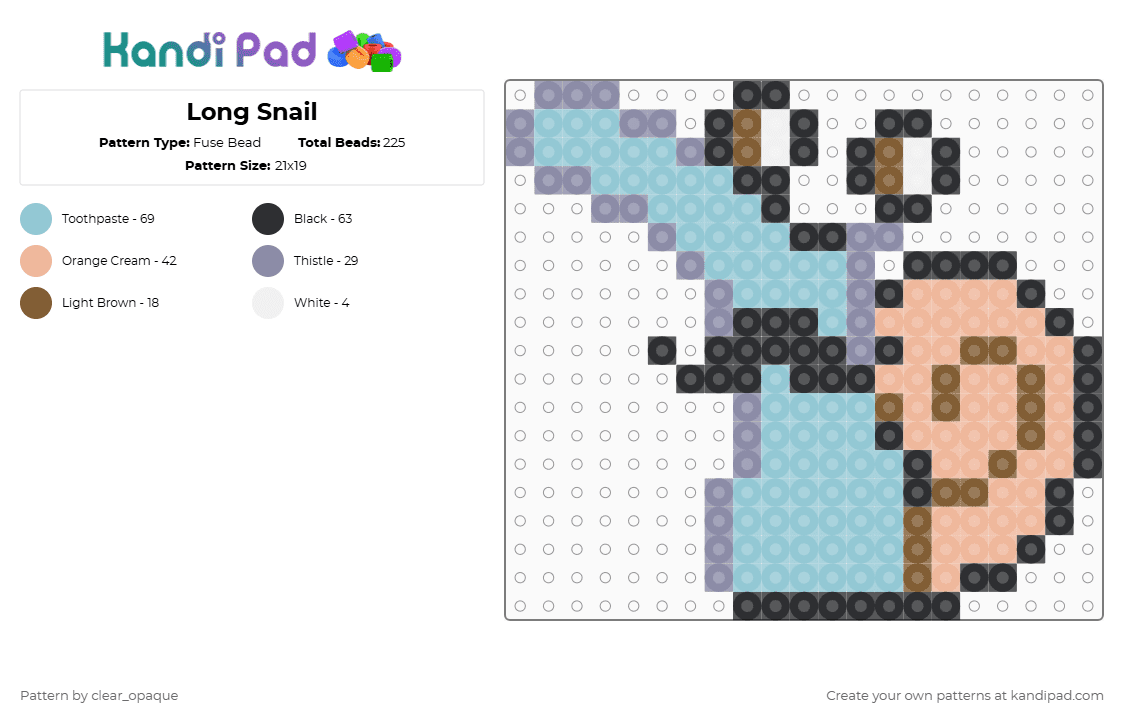 Long Snail Fuse Bead Pattern - Kandi Pad | Kandi Patterns, Fuse Bead ...