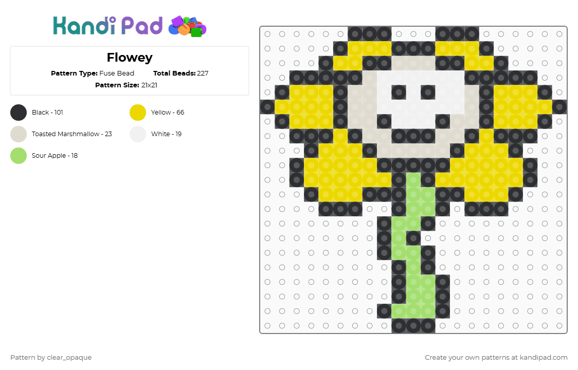 Flowey Fuse Bead Pattern - Kandi Pad | Kandi Patterns, Fuse Bead ...