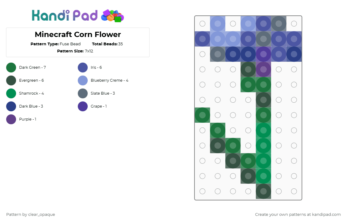 Minecraft Corn Flower Fuse Bead Pattern - Kandi Pad | Kandi Patterns ...