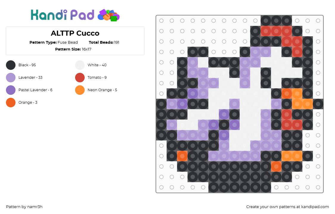 ALTTP Cucco Fuse Bead Pattern - Kandi Pad | Kandi Patterns, Fuse Bead ...