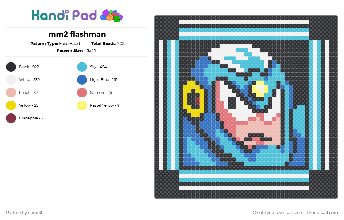 Mm2 flashman Fuse Bead Pattern - Kandi Pad | Kandi Patterns, Fuse Bead ...