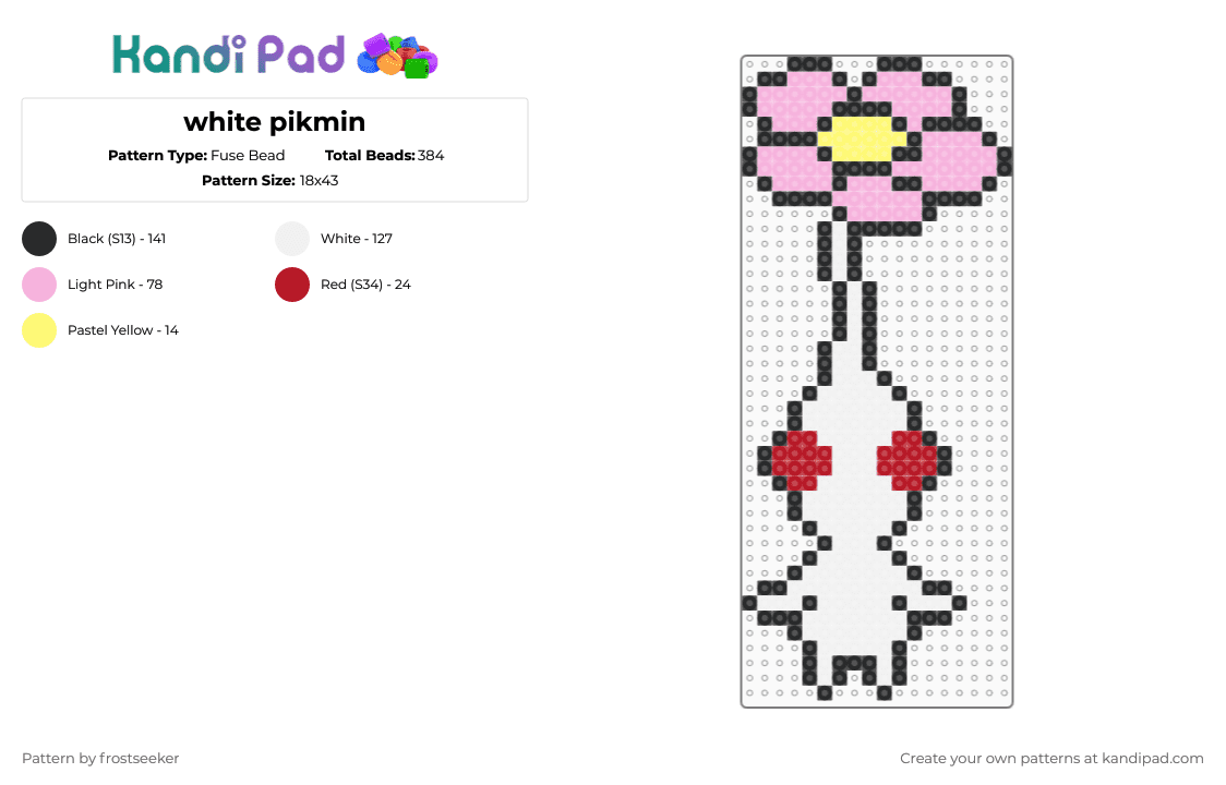 White pikmin Fuse Bead Pattern - Kandi Pad | Kandi Patterns, Fuse Bead ...