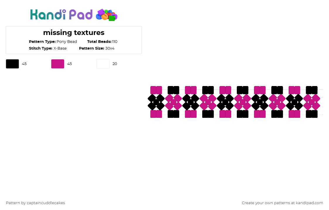 Missing textures Pony Bead Pattern - Kandi Pad | Kandi Patterns, Fuse ...
