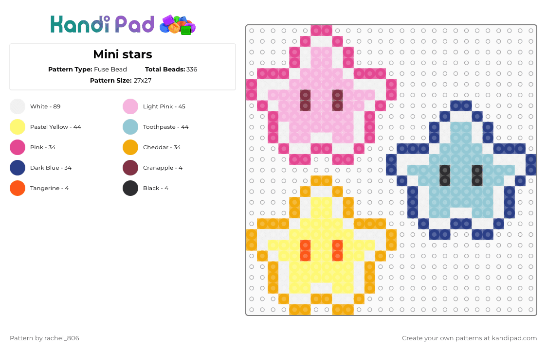 Mini stars Fuse Bead Pattern - Kandi Pad | Kandi Patterns, Fuse Bead ...