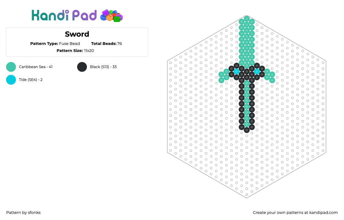 Sword Fuse Bead Pattern - Kandi Pad | Kandi Patterns, Fuse Bead ...