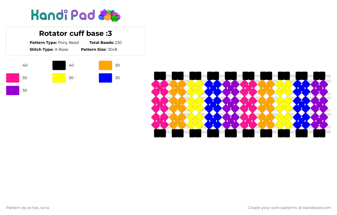 Rotator cuff base :3 Pony Bead Pattern - Kandi Pad | Kandi Patterns ...