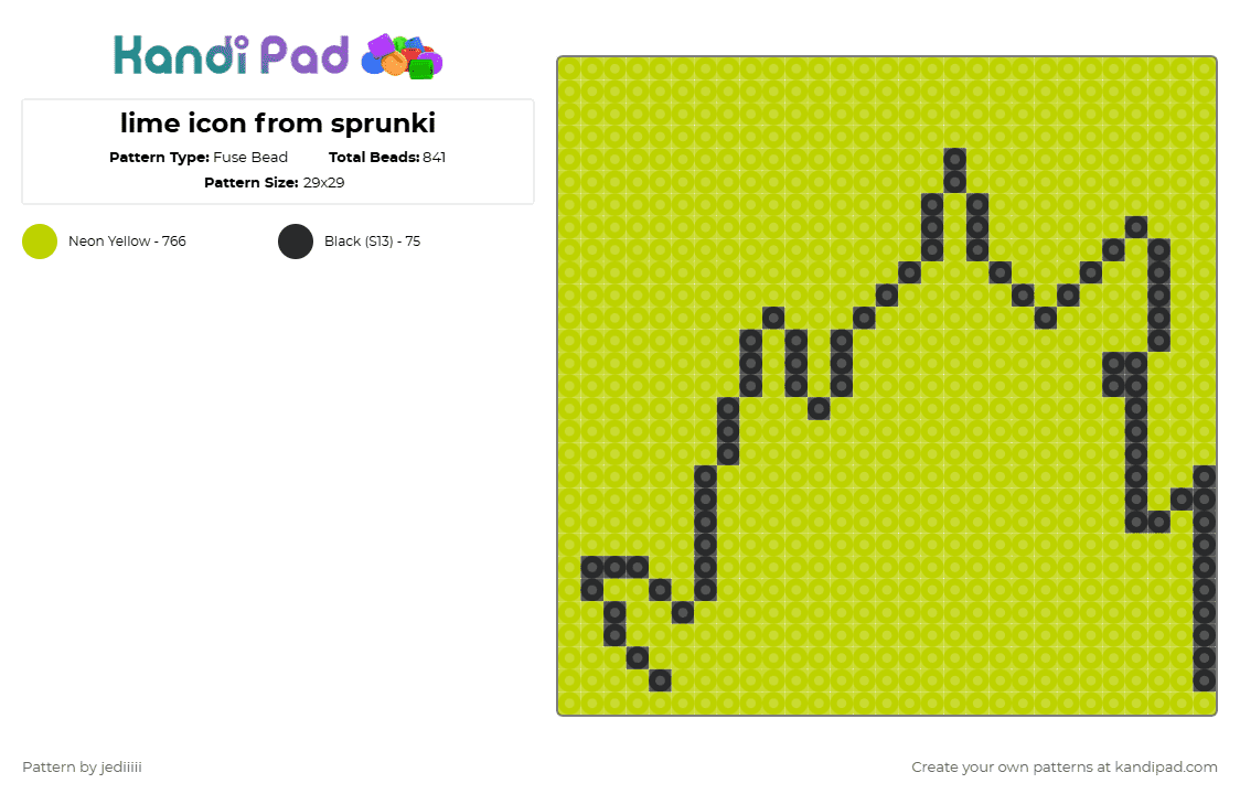 Lime icon from sprunki Fuse Bead Pattern - Kandi Pad | Kandi Patterns ...