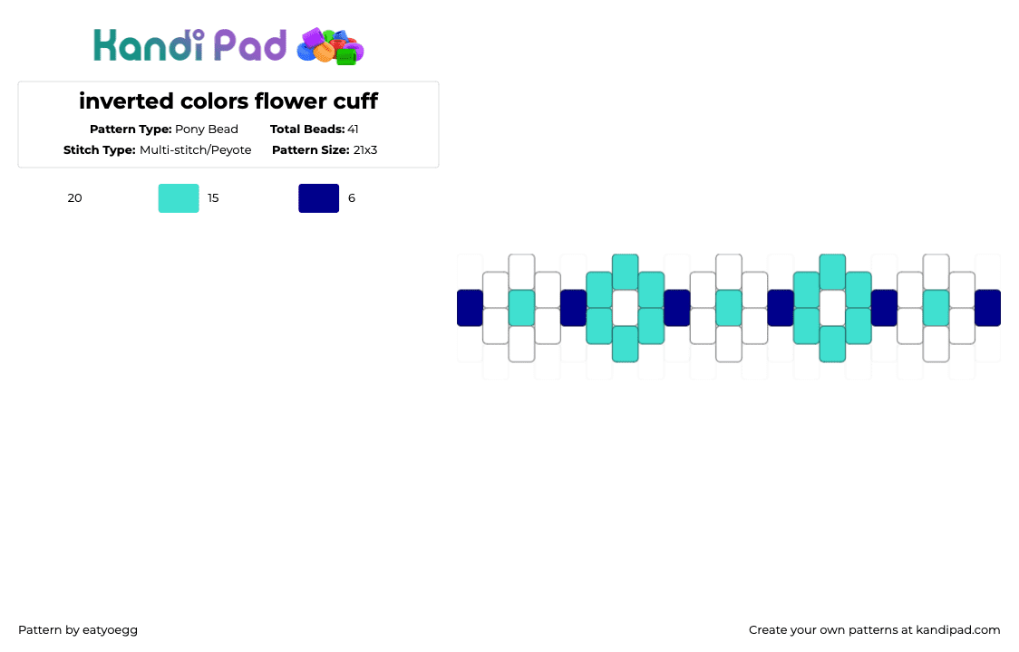 Inverted colors flower cuff Pony Bead Pattern - Kandi Pad | Kandi ...