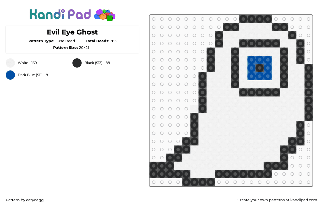 Evil Eye Ghost Fuse Bead Pattern - Kandi Pad | Kandi Patterns, Fuse ...