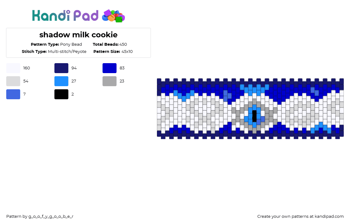 Shadow milk cookie Pony Bead Pattern - Kandi Pad | Kandi Patterns, Fuse ...