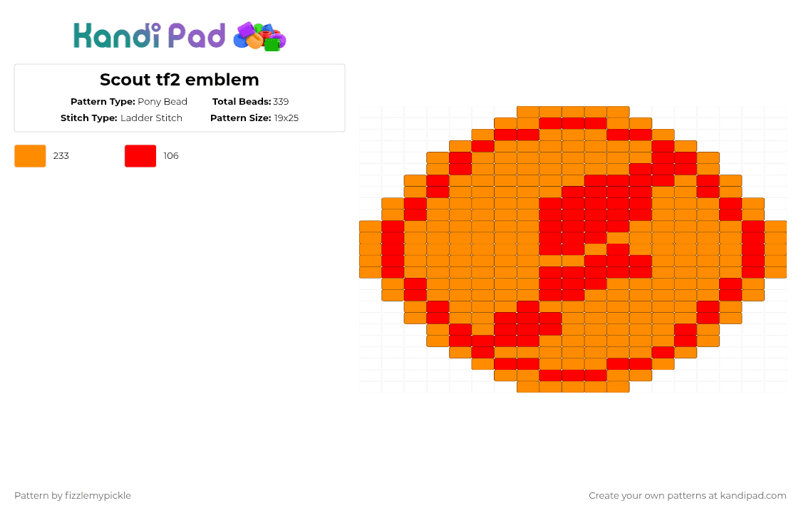 RED Scout tf2 emblem Pony Bead Pattern - Kandi Pad | Kandi Patterns ...