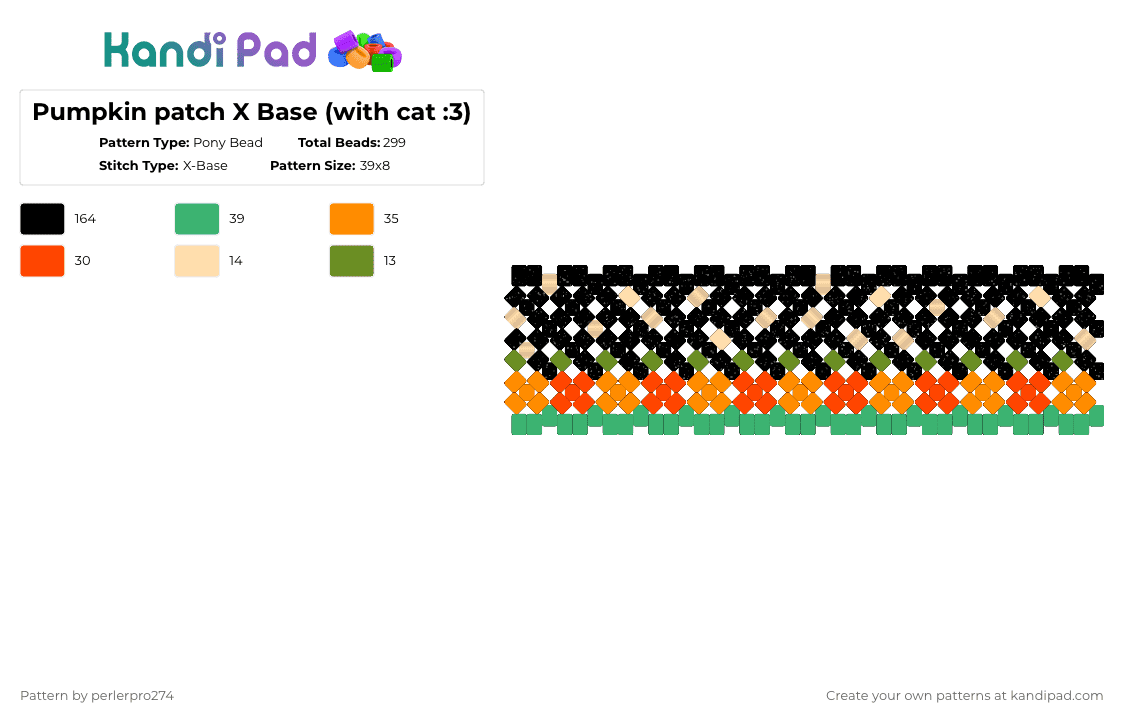 Pumpkin patch X Base :3 Pony Bead Pattern - Kandi Pad | Kandi Patterns ...
