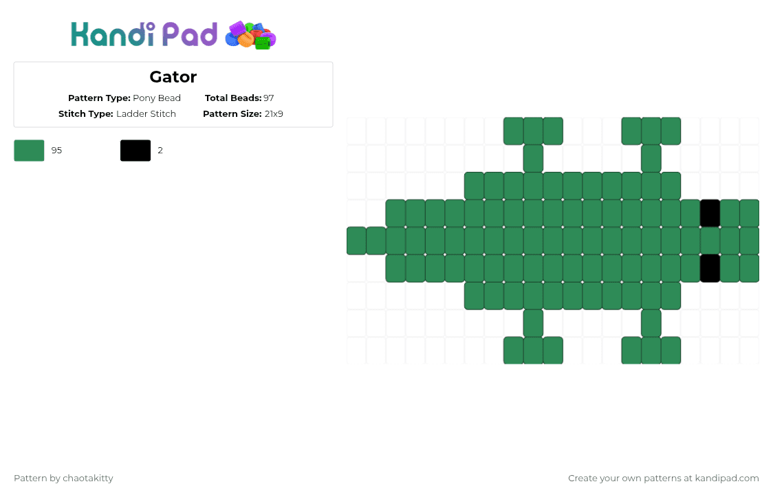 Gator Pony Bead Pattern - Kandi Pad | Kandi Patterns, Fuse Bead ...
