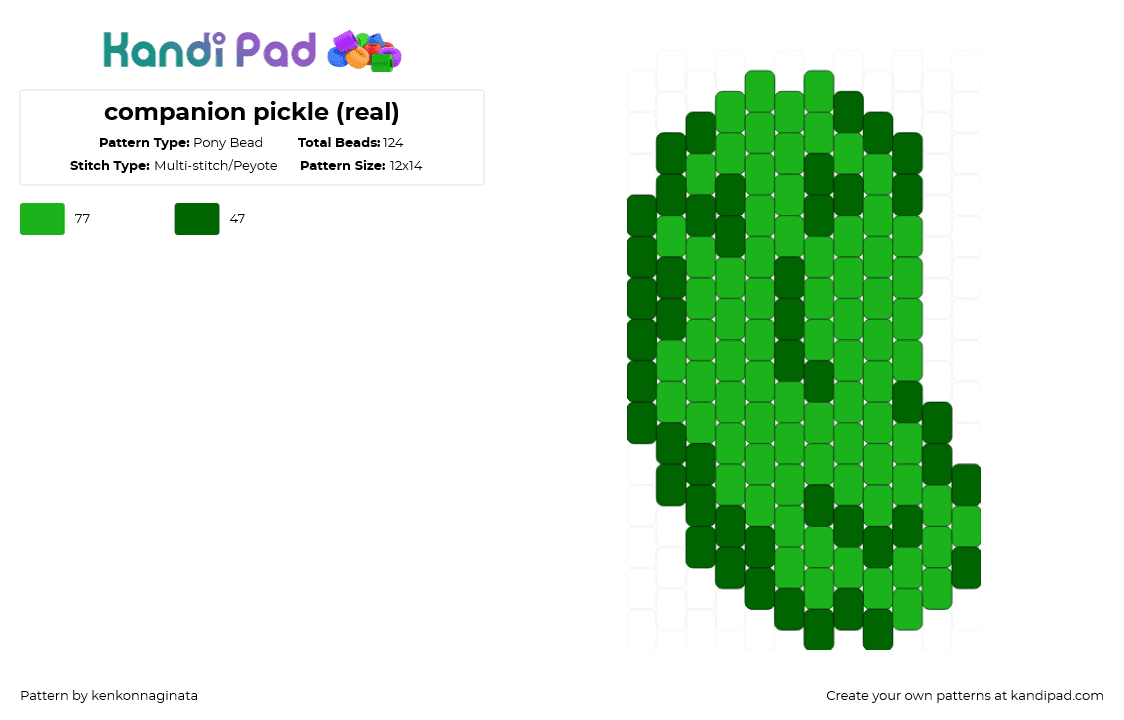 Companion pickle (real) Pony Bead Pattern - Kandi Pad | Kandi Patterns ...