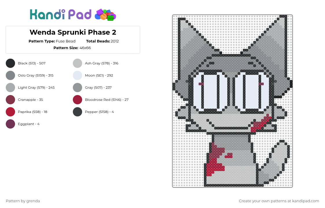 Wenda Sprunki Phase 2 Fuse Bead Pattern - Kandi Pad | Kandi Patterns ...