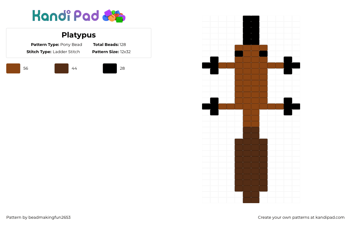 Platypus Pony Bead Pattern - Kandi Pad | Kandi Patterns, Fuse Bead ...