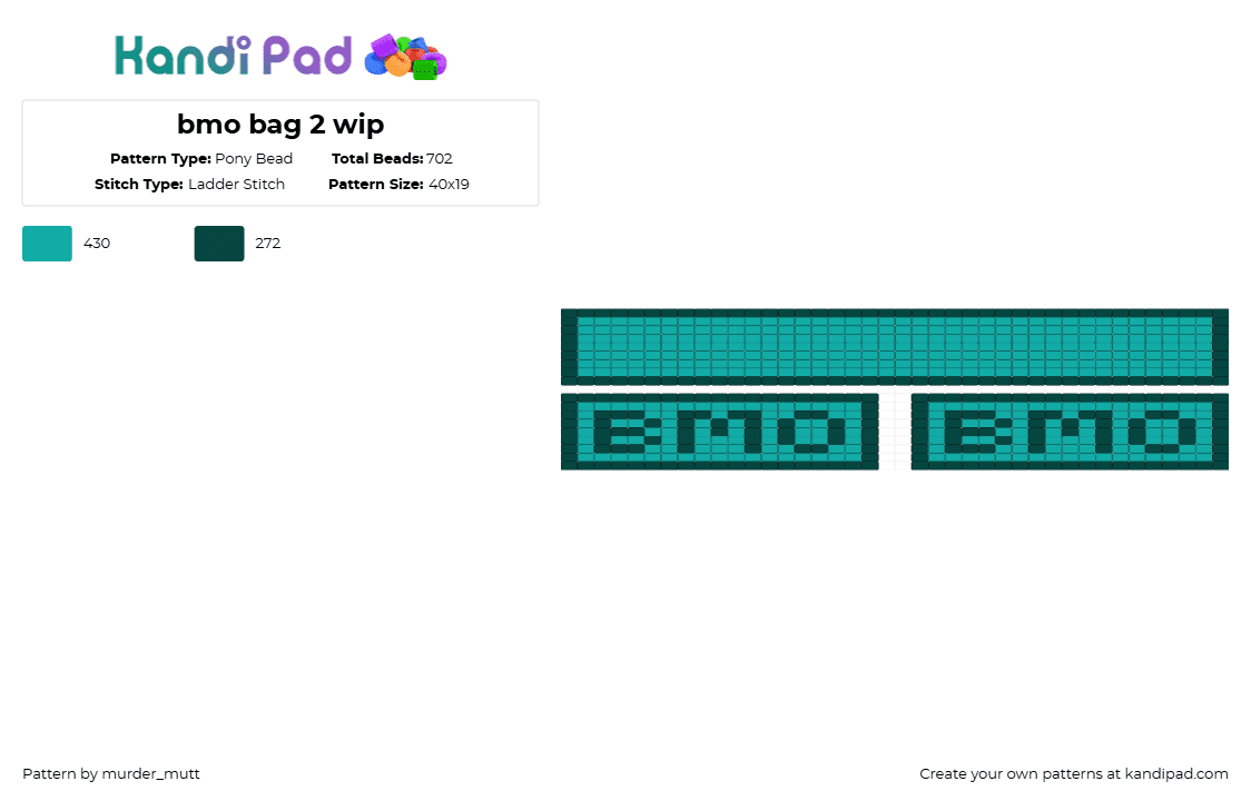 Bmo bag 2 Pony Bead Pattern - Kandi Pad | Kandi Patterns, Fuse Bead ...