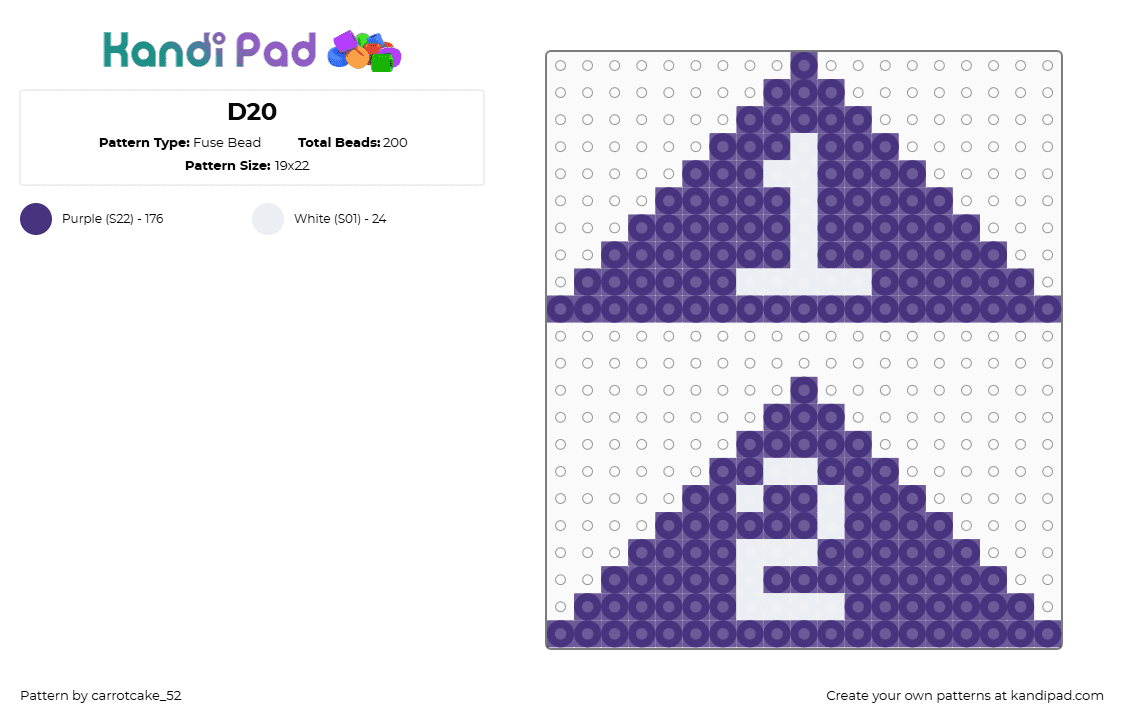D20 Fuse Bead Pattern - Kandi Pad | Kandi Patterns, Fuse Bead Patterns ...