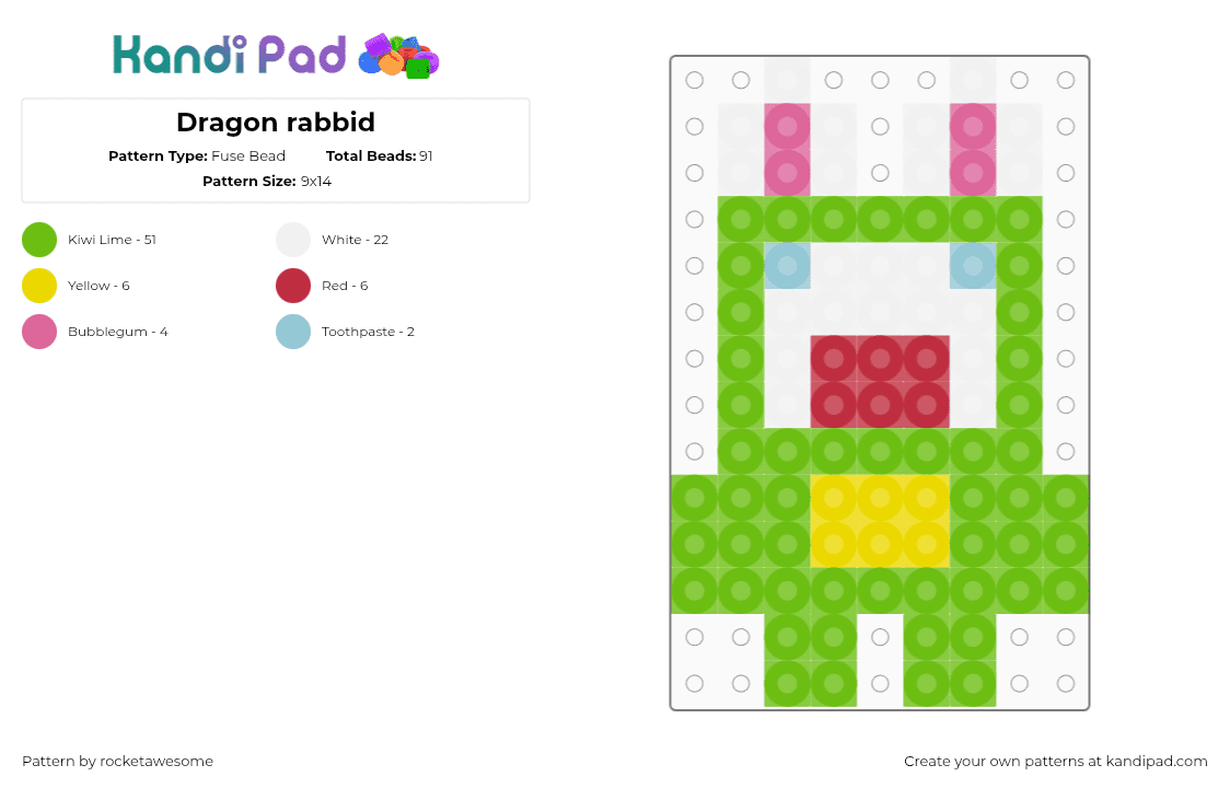 Dragon rabbid Fuse Bead Pattern - Kandi Pad | Kandi Patterns, Fuse Bead ...