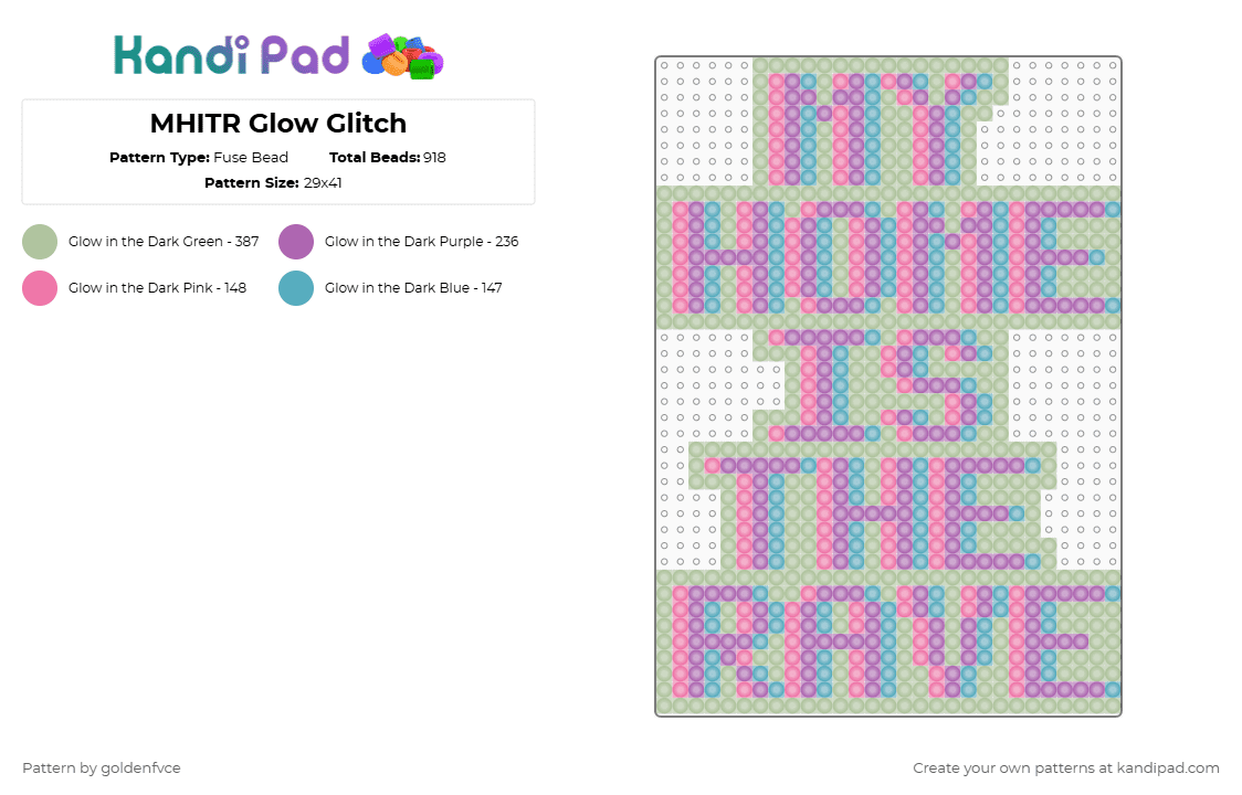 MHITR Glow Glitch Fuse Bead Pattern - Kandi Pad | Kandi Patterns, Fuse ...