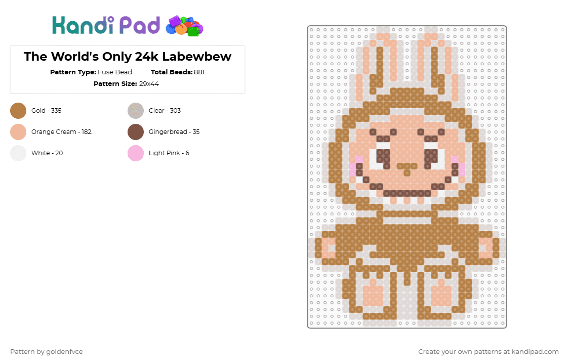 The World's Only 24k Labewbew Fuse Bead Pattern - Kandi Pad | Kandi ...