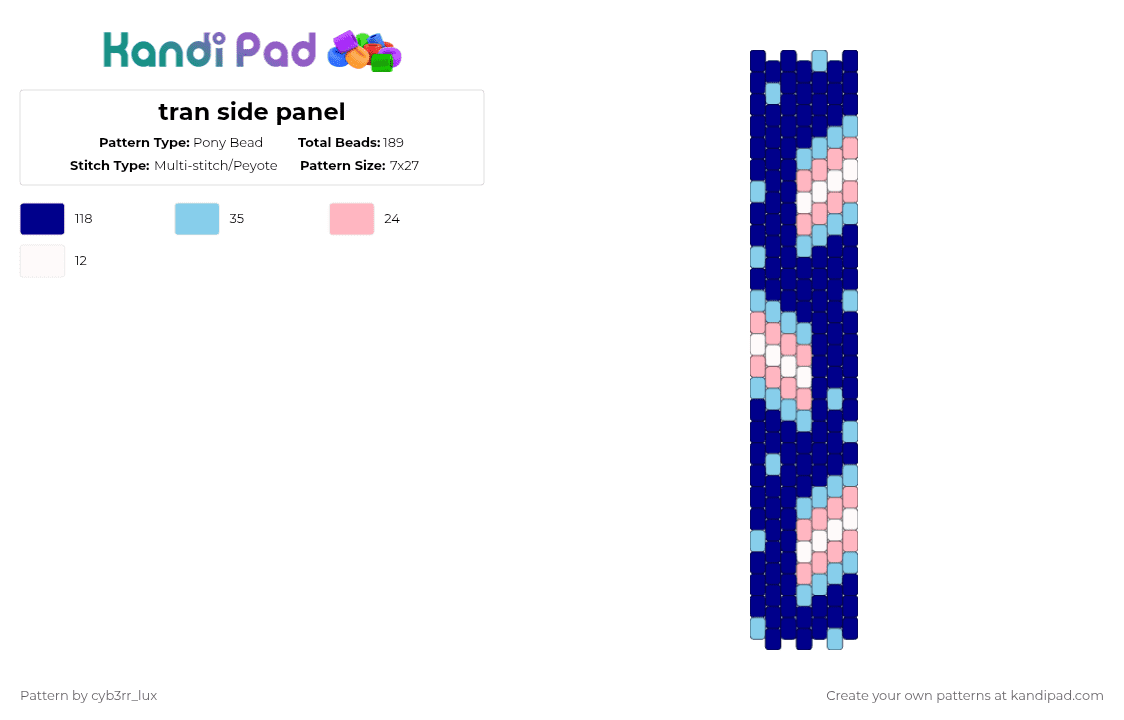 Tran side panel Pony Bead Pattern - Kandi Pad | Kandi Patterns, Fuse ...