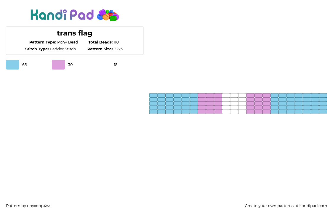Trans flag Pony Bead Pattern - Kandi Pad | Kandi Patterns, Fuse Bead ...