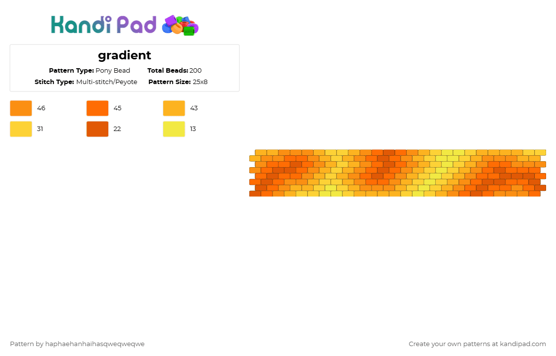 Gradient Pony Bead Pattern - Kandi Pad | Kandi Patterns, Fuse Bead ...