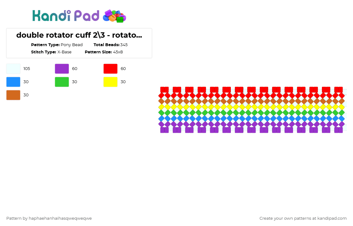 Double rotator cuff 2\3 - rotator #1 Pony Bead Pattern - Kandi Pad ...