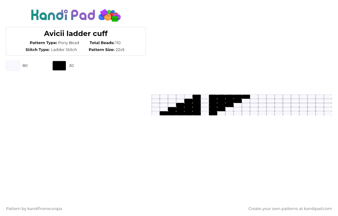 Avicii ladder cuff Pony Bead Pattern - Kandi Pad | Kandi Patterns, Fuse ...