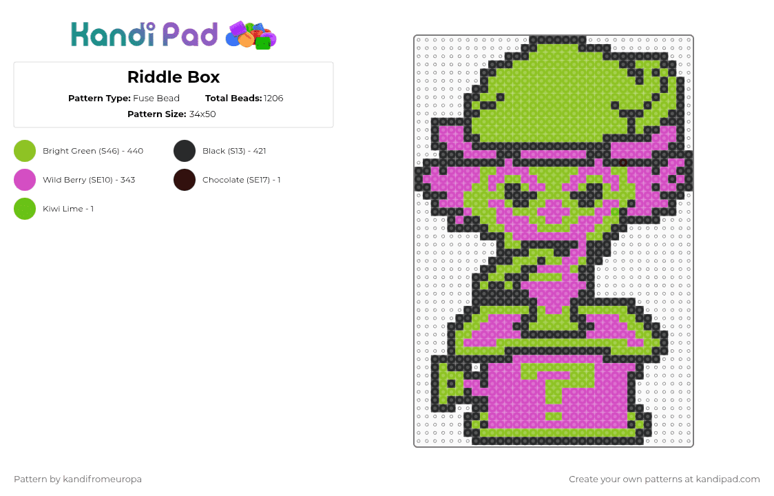 Riddle box Fuse Bead Pattern - Kandi Pad | Kandi Patterns, Fuse Bead ...