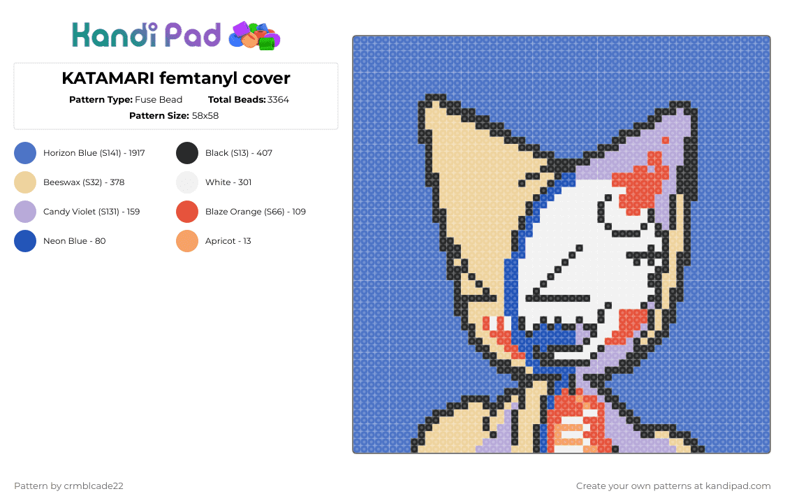 KATAMARI femtanyl cover Fuse Bead Pattern - Kandi Pad | Kandi Patterns ...