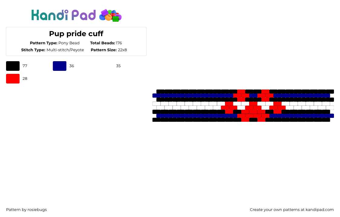 Pup pride cuff Pony Bead Pattern - Kandi Pad | Kandi Patterns, Fuse ...