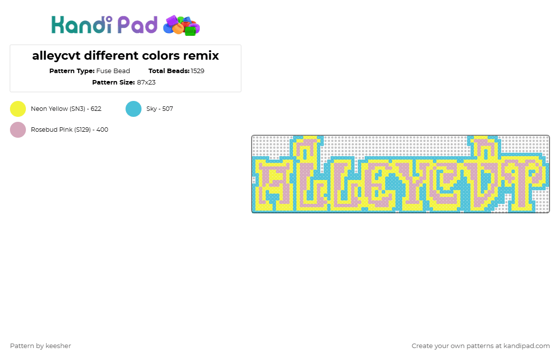 Alleycvt different colors remix Fuse Bead Pattern - Kandi Pad | Kandi ...