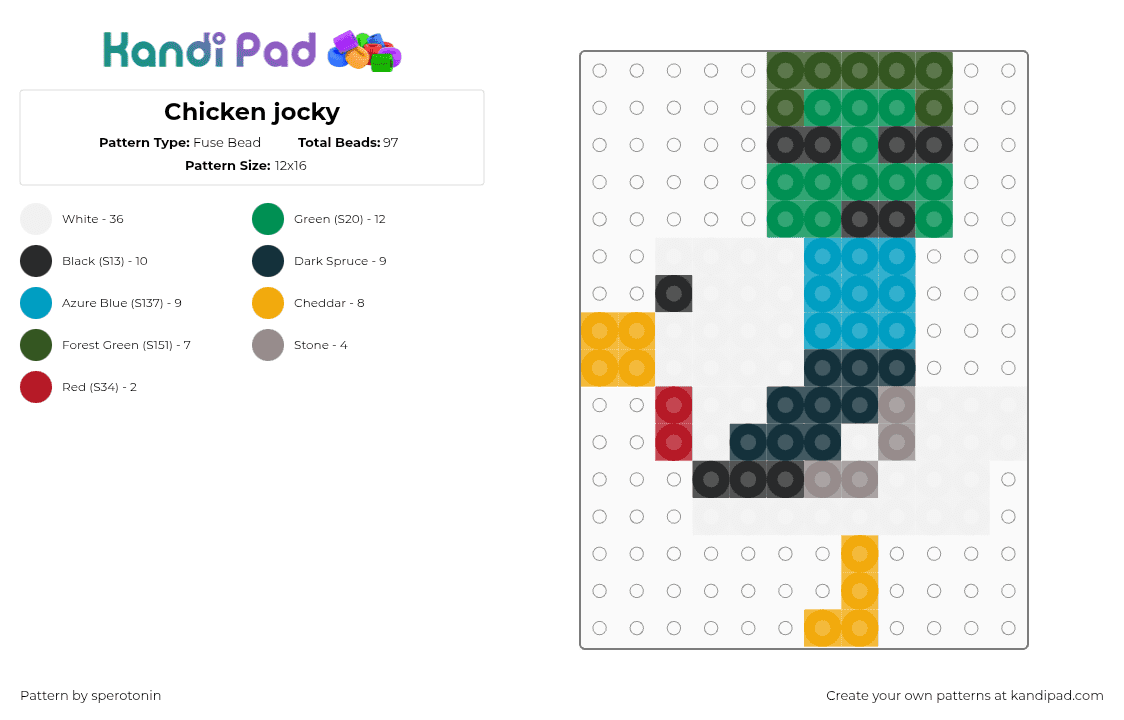 Chicken jocky Fuse Bead Pattern - Kandi Pad | Kandi Patterns, Fuse Bead ...