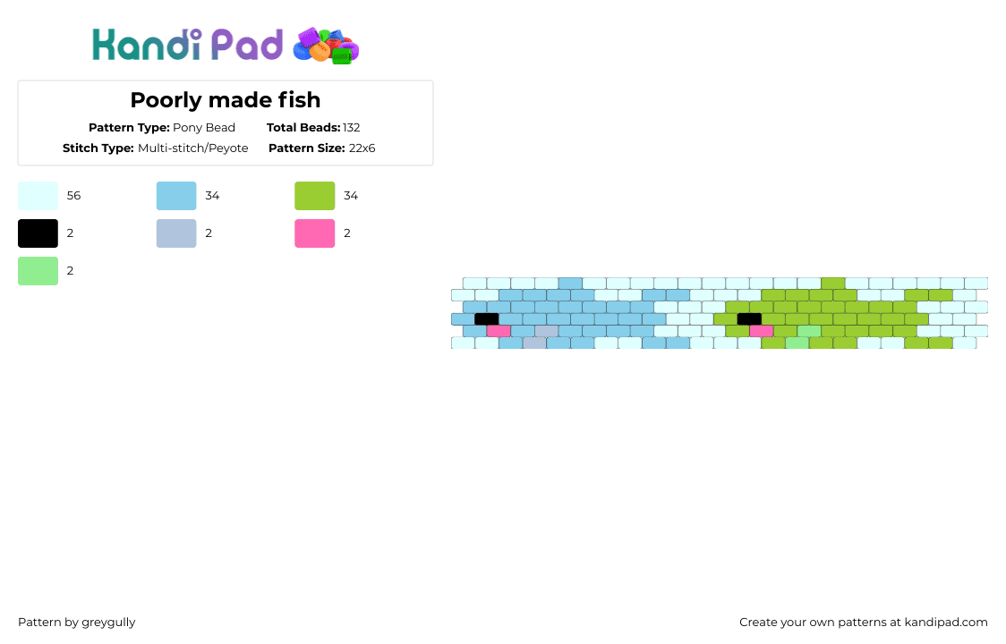 Poorly made fish Pony Bead Pattern - Kandi Pad | Kandi Patterns, Fuse ...