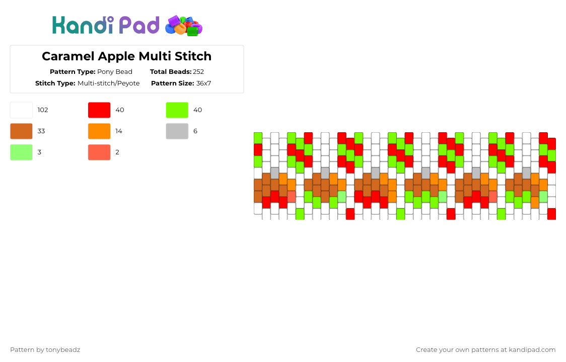 Caramel Apple Multi Stitch Pony Bead Pattern - Kandi Pad | Kandi ...