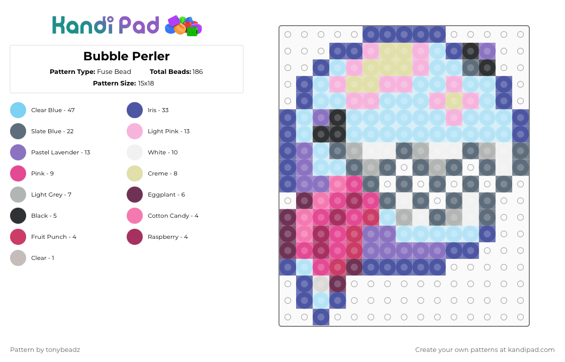 Bubble Perler Fuse Bead Pattern - Kandi Pad | Kandi Patterns, Fuse Bead ...
