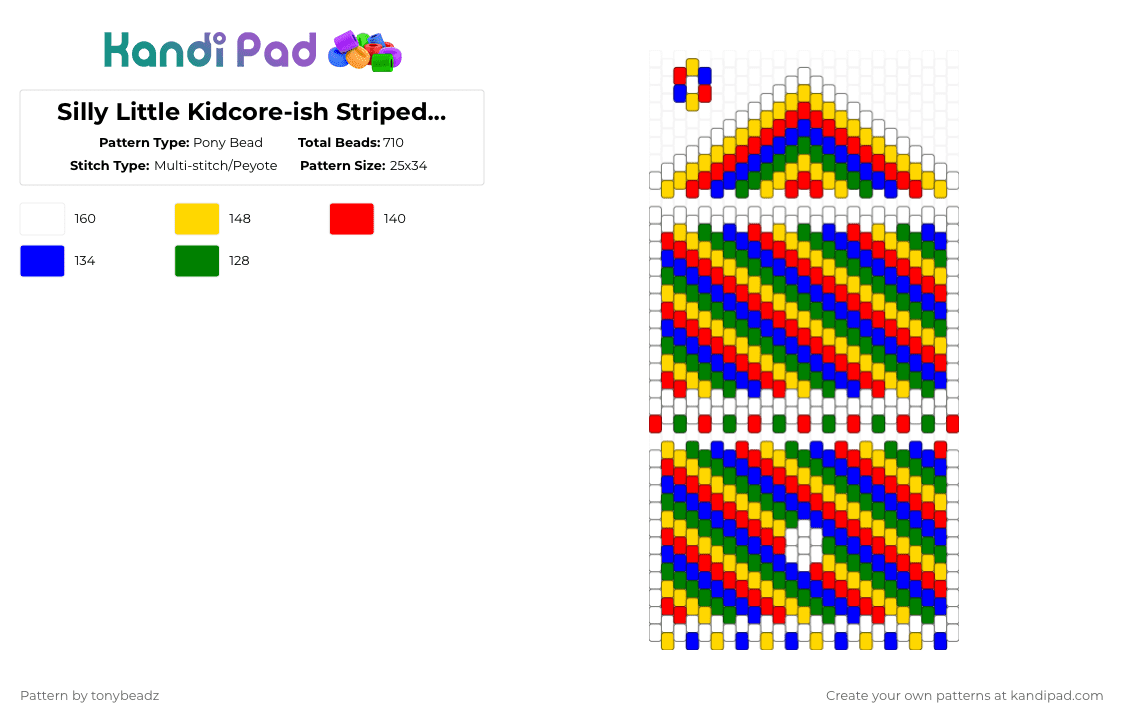 Silly Little Kidcore-ish Striped Bag!! Pony Bead Pattern - Kandi Pad ...