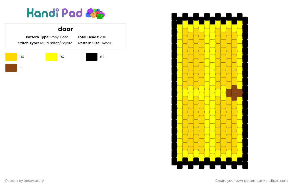 Door Pony Bead Pattern - Kandi Pad | Kandi Patterns, Fuse Bead Patterns ...