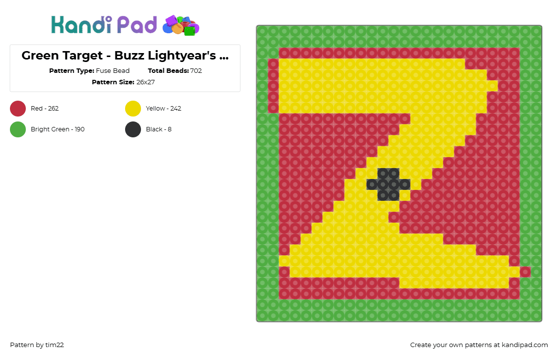 Green Target - Buzz Lightyear's Astro Blasters Fuse Bead Pattern ...