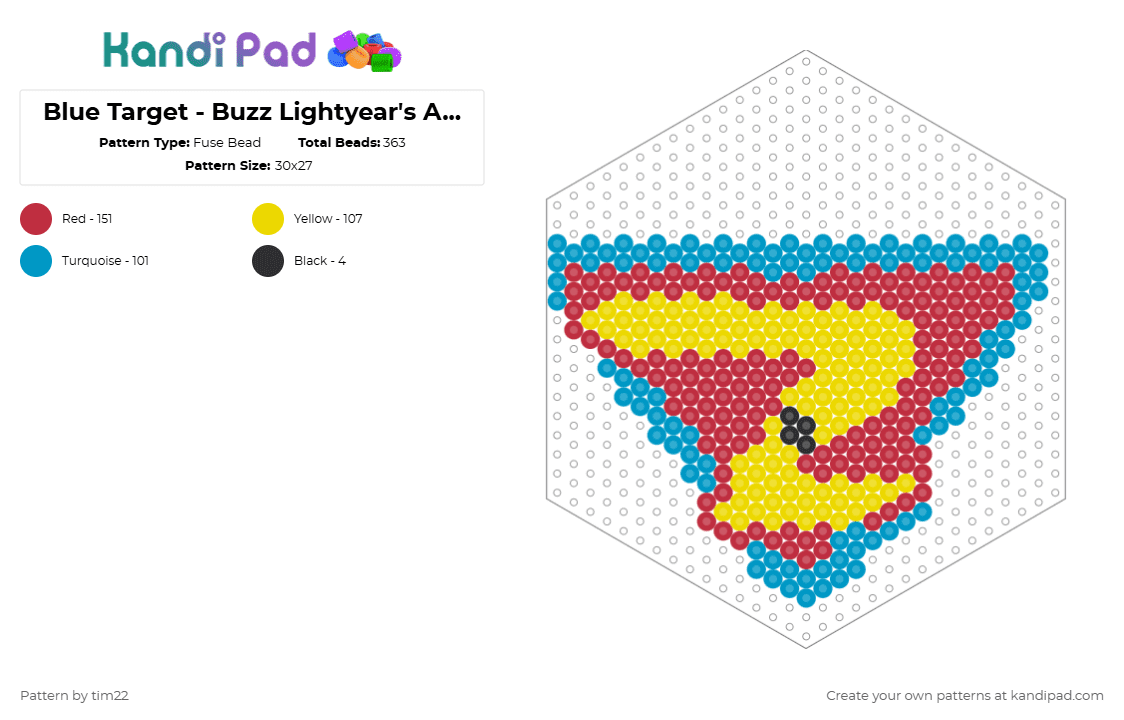 Blue Target - Buzz Lightyear's Astro Blasters Fuse Bead Pattern - Kandi ...
