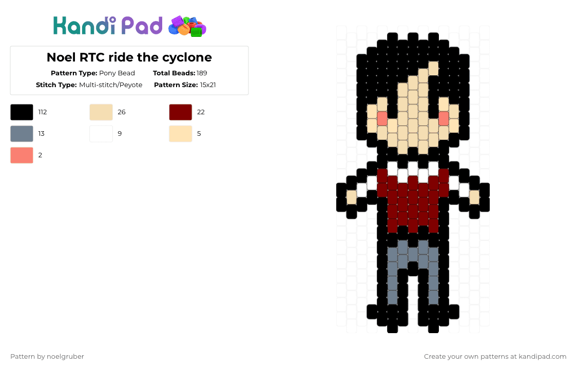 Noel RTC ride the cyclone Pony Bead Pattern - Kandi Pad | Kandi ...