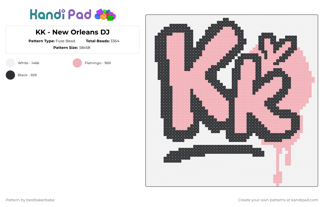 KK - New Orleans DJ Fuse Bead Pattern - Kandi Pad | Kandi Patterns ...