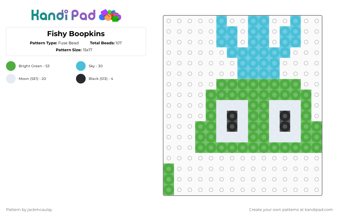 Fishy Boopkins Fuse Bead Pattern - Kandi Pad | Kandi Patterns, Fuse ...