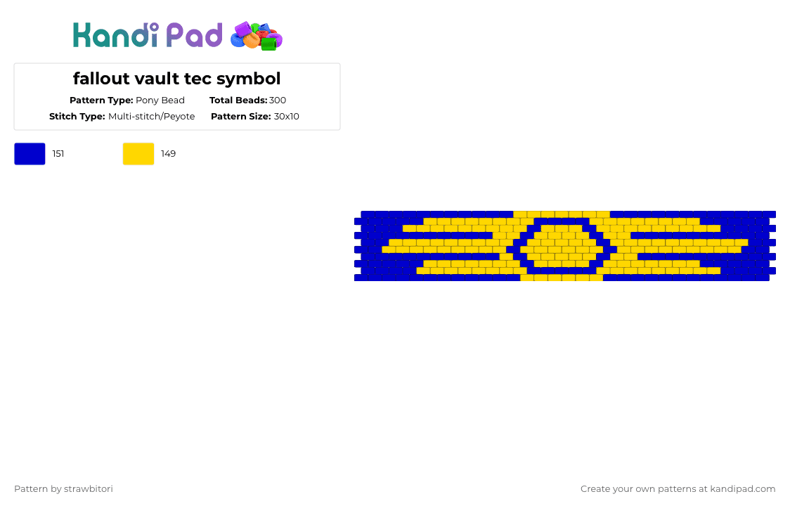 Fallout vault tec symbol Pony Bead Pattern - Kandi Pad | Kandi Patterns ...