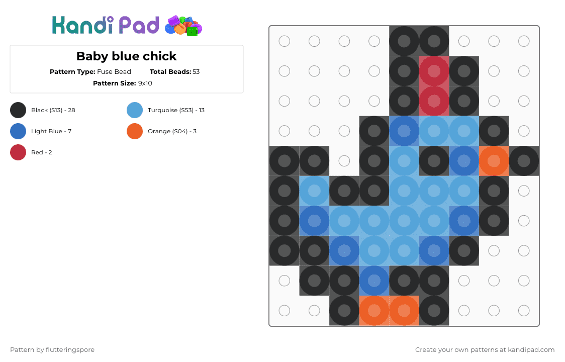 Baby blue chick Fuse Bead Pattern - Kandi Pad | Kandi Patterns, Fuse ...