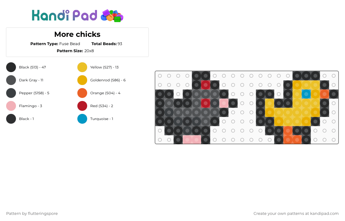 More chicks Fuse Bead Pattern - Kandi Pad | Kandi Patterns, Fuse Bead ...